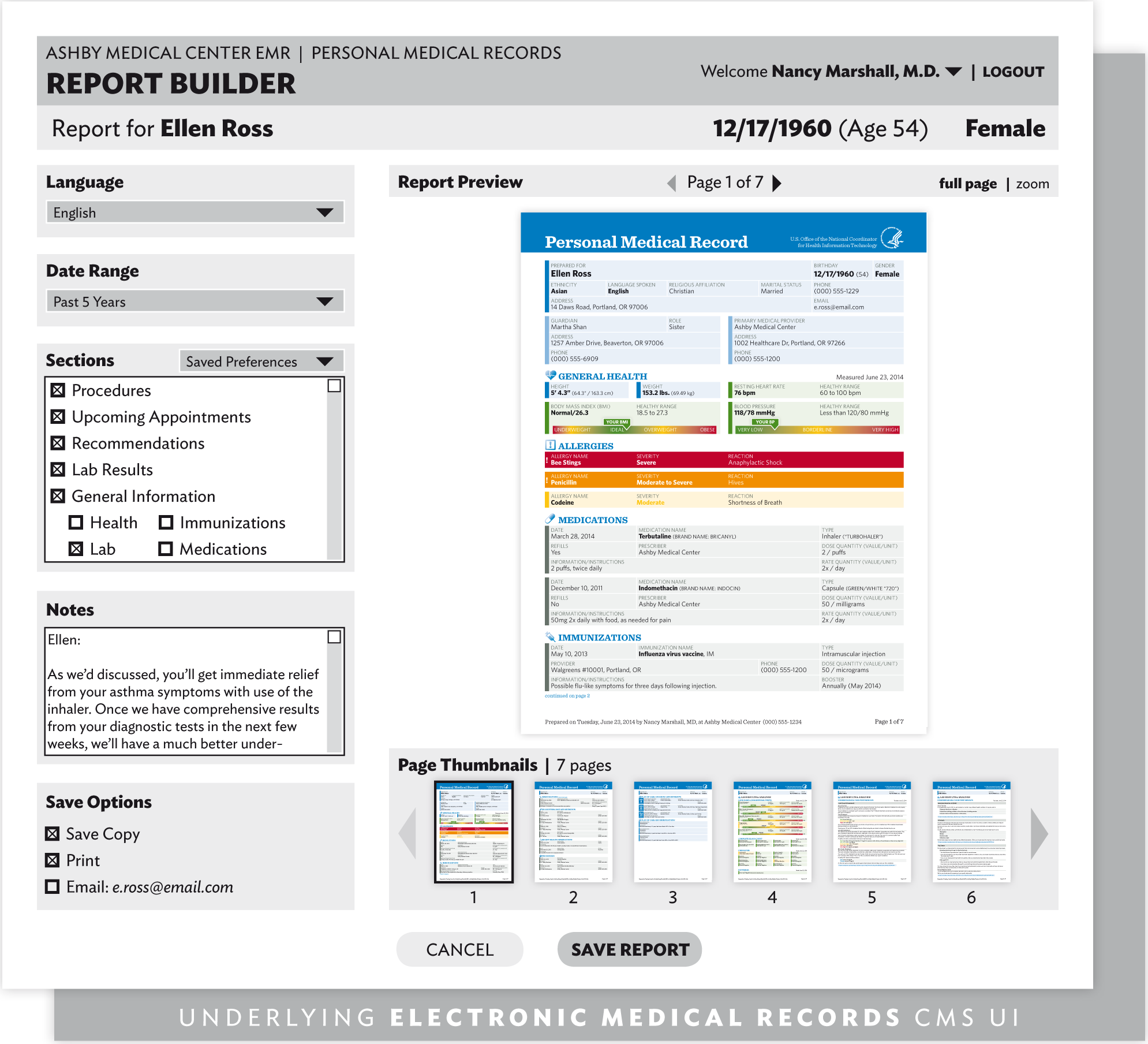 The Personal Medical Record PDF & Report Builder | Health Design Challenge