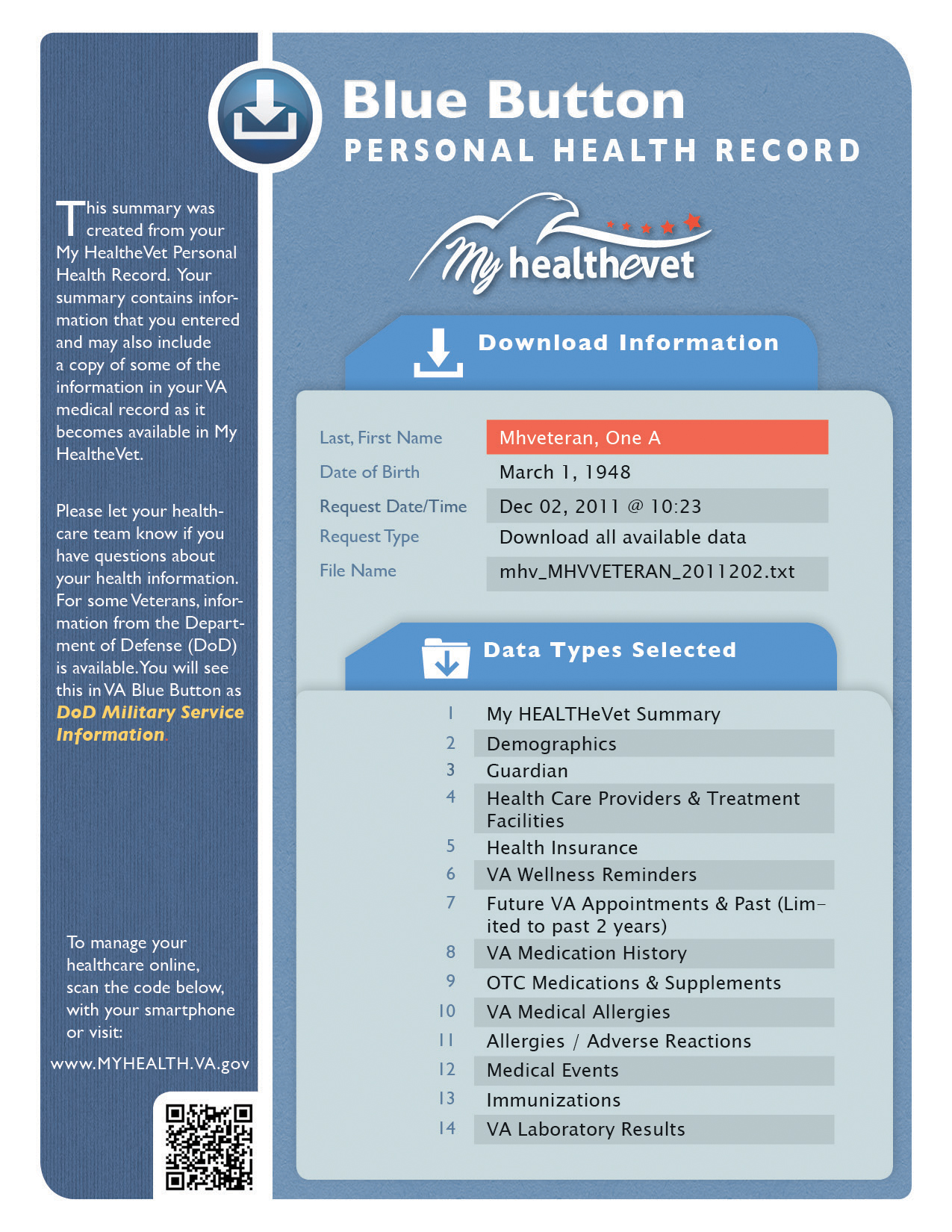 My HealtheVet / Blue Button v.2 | Health Design Challenge